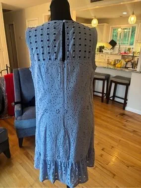LOFT | Dresses | Loft Light Blue Eyelet Dress | Poshmark